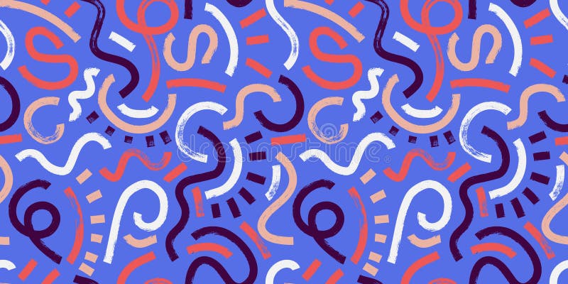 Brush, Marker Drawn Bold Doodle Lines Seamless Pattern. Modern Print ...