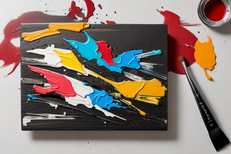 Brush Mixing Paint on Palette Ai Generated Stock Illustration ...