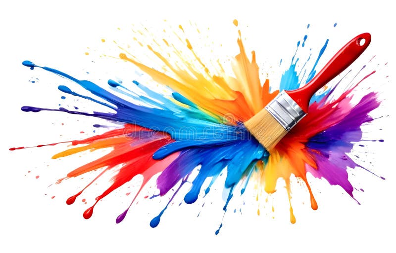 Brush with Multi-colored Paint Strokes Stock Illustration ...