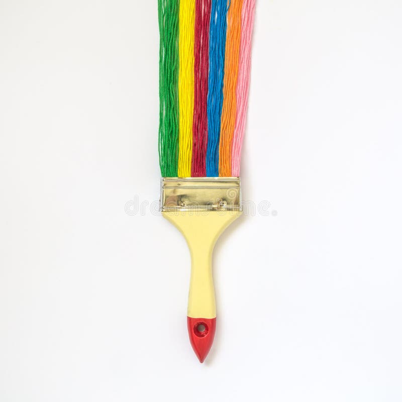 Brush with Multicolored Thread Isolated on White Background ...
