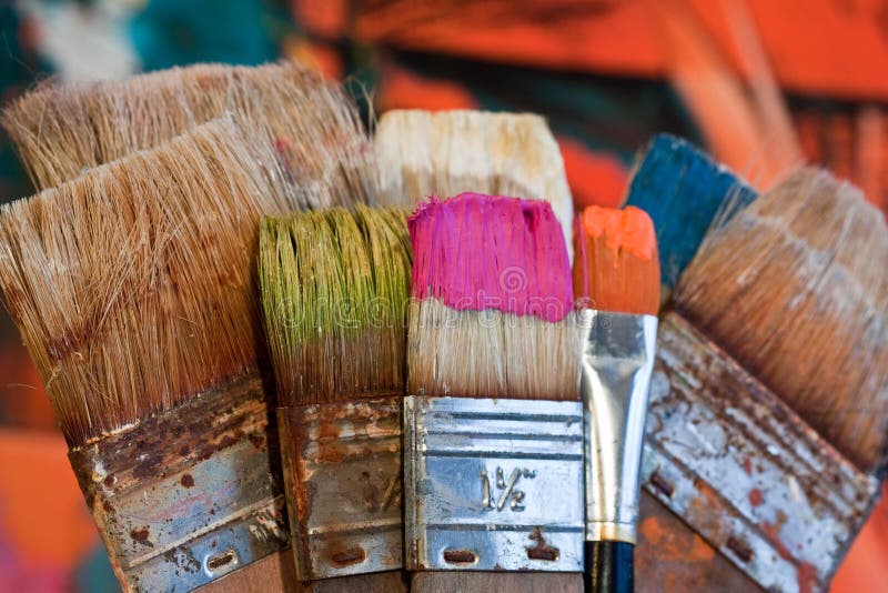 Brush and paint stock image. Image of artwork, equipment - 14074677