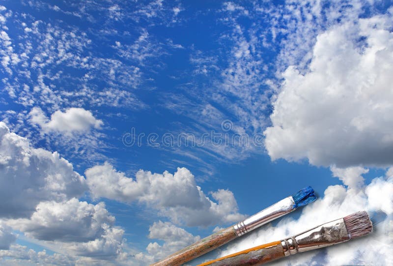 Paint brush drawing sky stock image. Image of religion - 32656623
