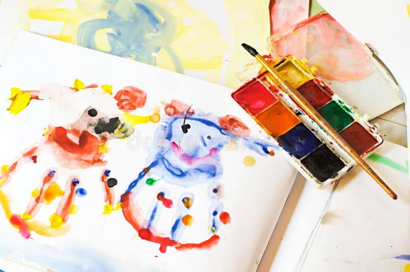 Brush, Paint and Children S Drawing Stock Image - Image of clipping ...