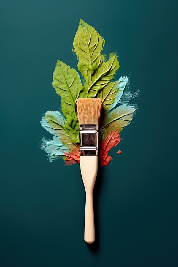 Brush Paint with Colorful Spring Leaves, Creative Concept of Spring ...