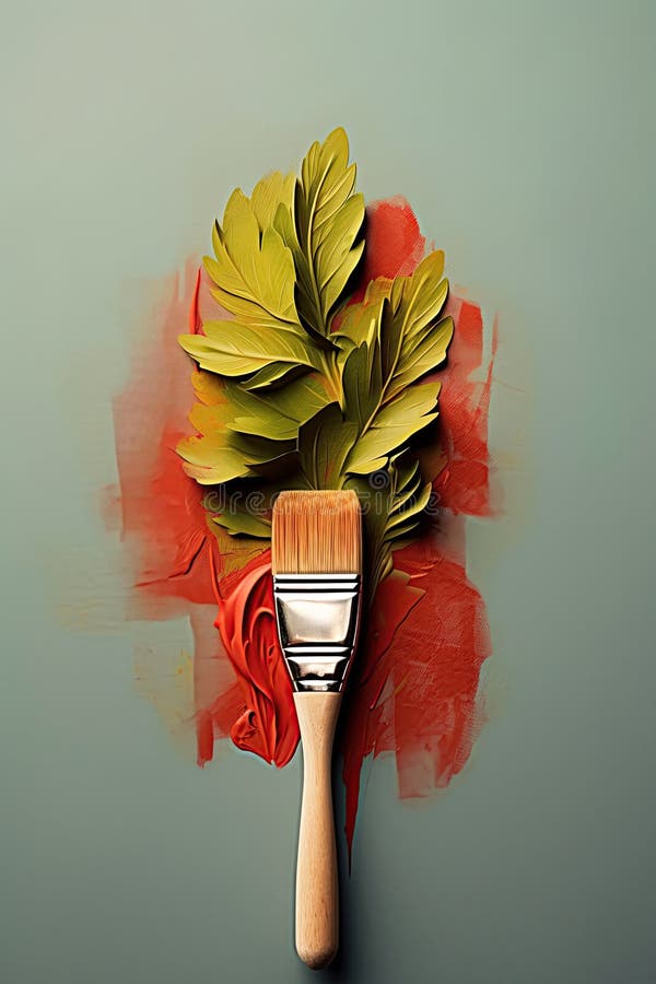 Brush Paint with Colorful Spring Leaves, Creative Concept of Spring ...