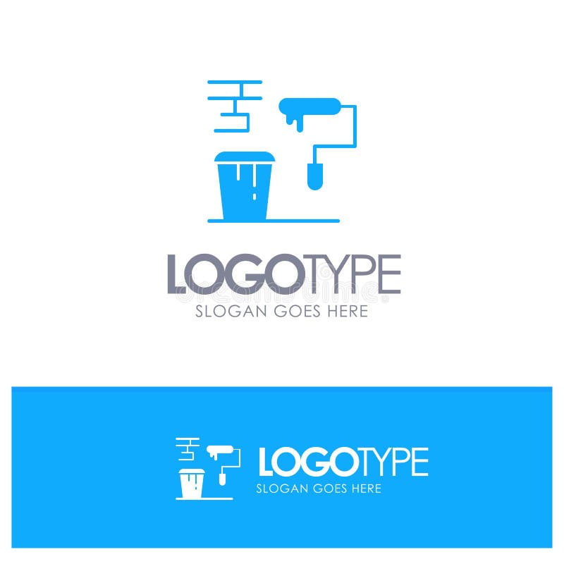 Brush, Paint, Painting, Roller, Tools Blue Solid Logo with Place for ...