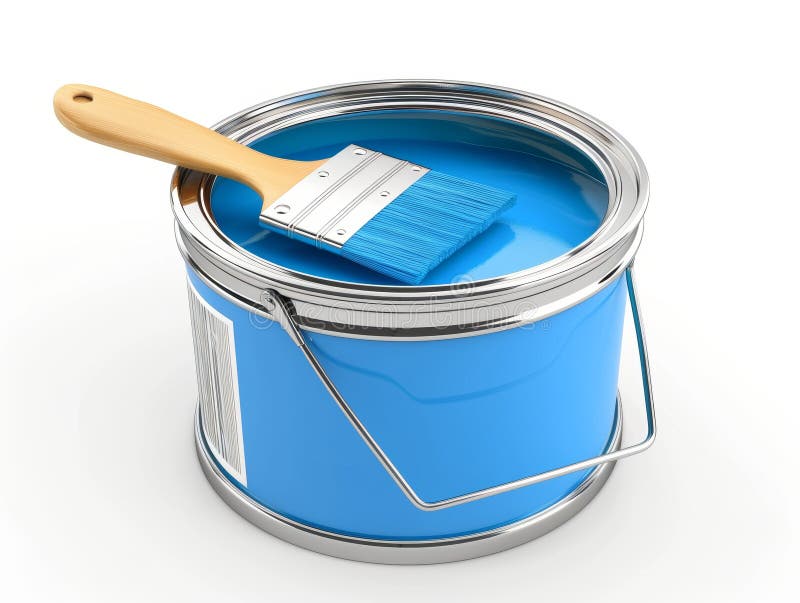 Brush with Paint Pot Isolated Stock Illustration - Illustration of ...