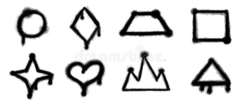 Brush Paint Spray Elements. Geometric Aerosol Brushstroke. Circle and ...