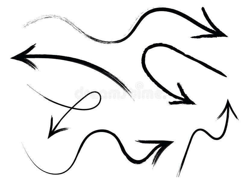 Brush Painted Arrow Icon on White Background - Vector Illustration ...