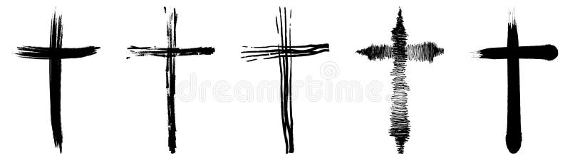 Brush painted cross icons stock vector. Illustration of religion ...