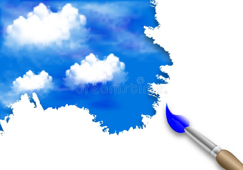 Brush Painting of Clouds in the Sky Stock Vector - Illustration of ...