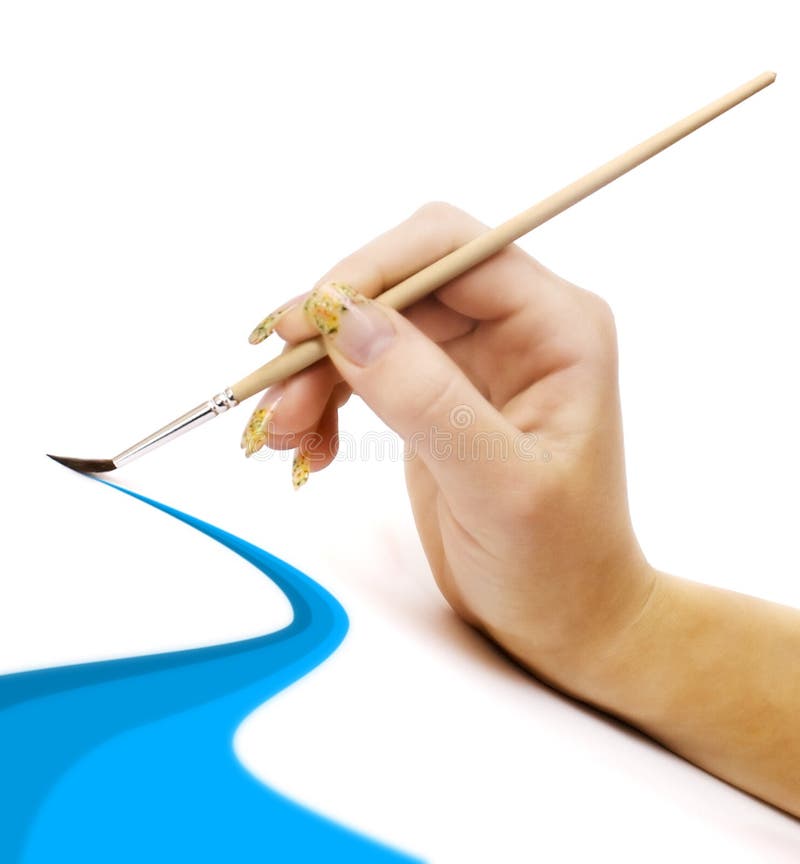 Brush for Painting and Hand Stock Image - Image of hand, isolated: 4559173