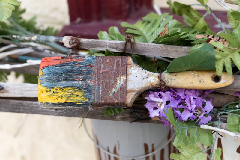 Brush with Paints As Decoration Stock Image - Image of abstract ...