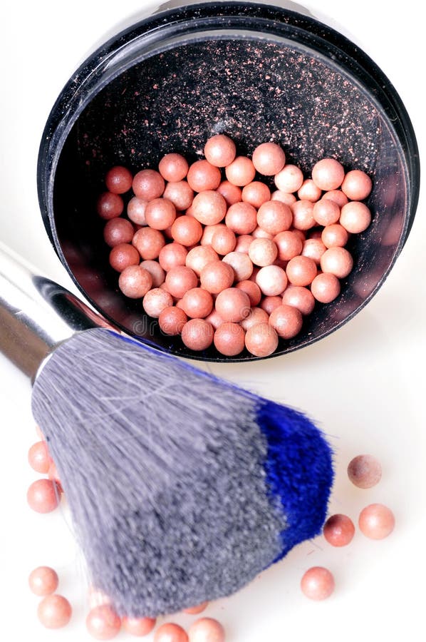 Makeup Brush and Powder Beads Stock Image - Image of brush, blue: 4792043