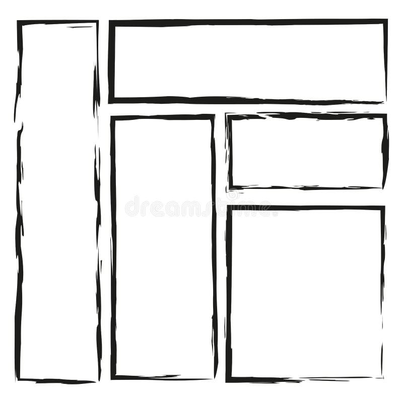 Brush Rectangles Frames. Ink Paint Brush Stain. Vector Illustration ...