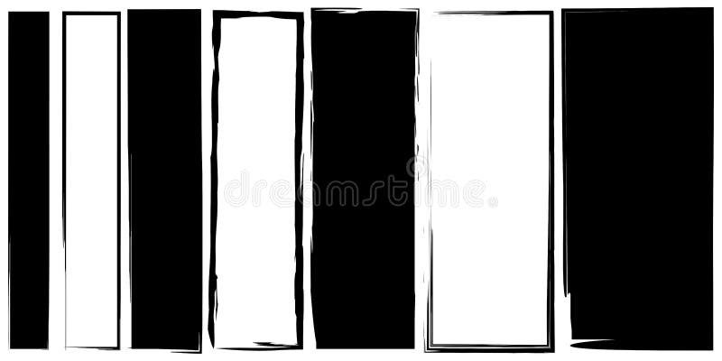 Brush Rectangles in Sketch Style. Vertical Border. Hand Drawn Abstract ...