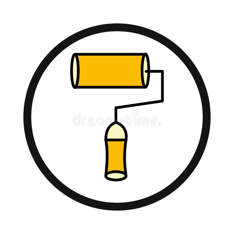 Brush, Roll Brush, Paint Brush, Roll and Paint Color Brush Icon Stock ...