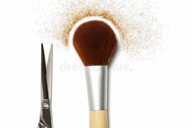 Brush and Scissors; Hairstyling Accesories Stock Image - Image of ...