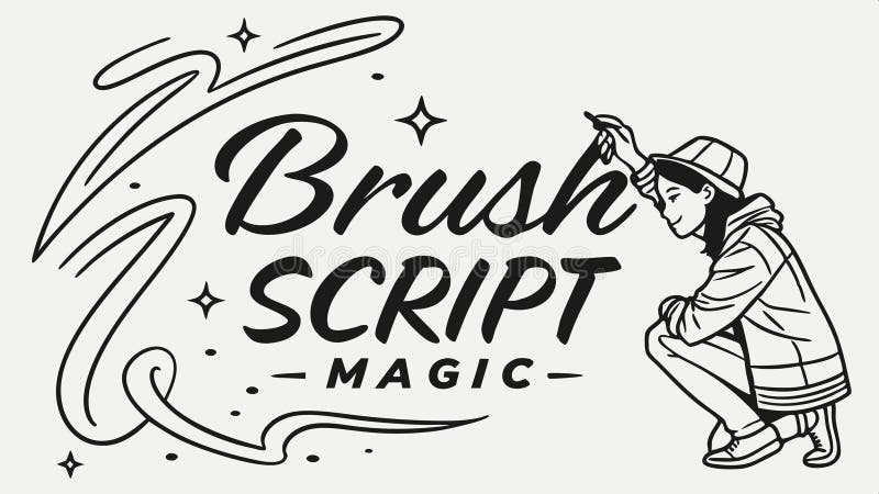 Brush Script Magic Text with Artist, Calligraphy and Creativity Vector ...