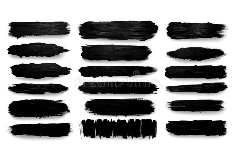 Brush Stokes, Black, Textured Stock Illustration - Illustration of ...