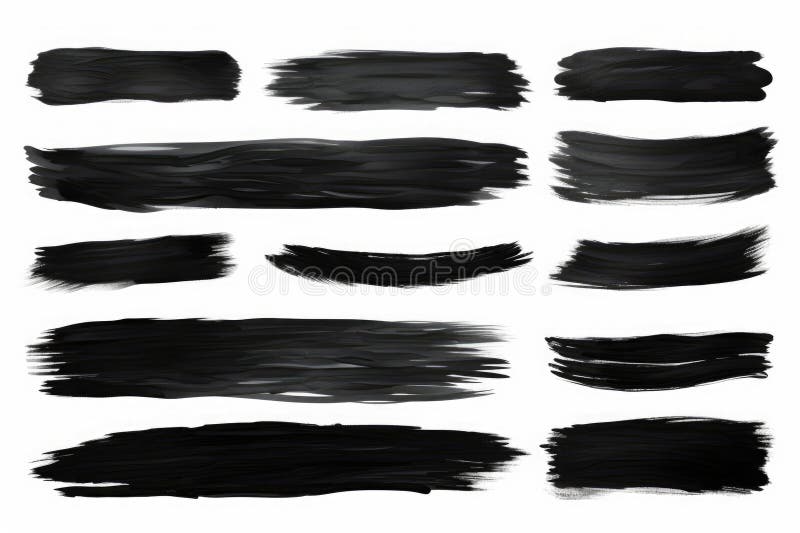 Brush Stokes, Black, Textured Stock Illustration - Illustration of ...
