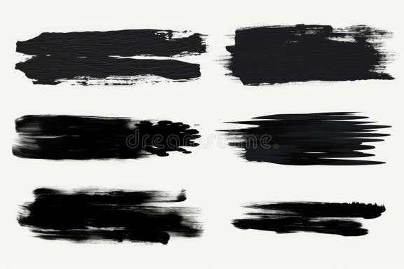 Brush Stokes, Black, Textured Stock Illustration - Illustration of ...