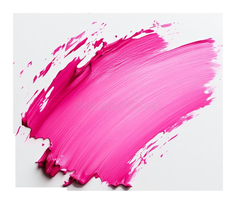 Brush Stroke of Bright Pink Paint on Transparent Background Stock ...