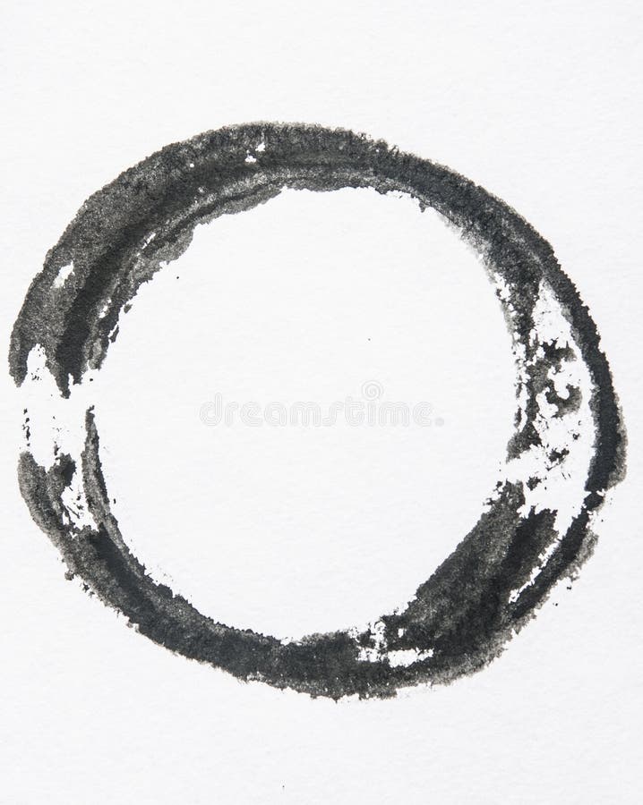 Black Round Painted by Brush. Stroke Circle Texture. Isolated on Stock ...