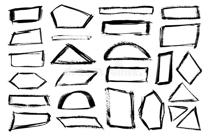 Brush Stroke Empty Boxes for Highlight. Grunge Black Brush Stroke ...