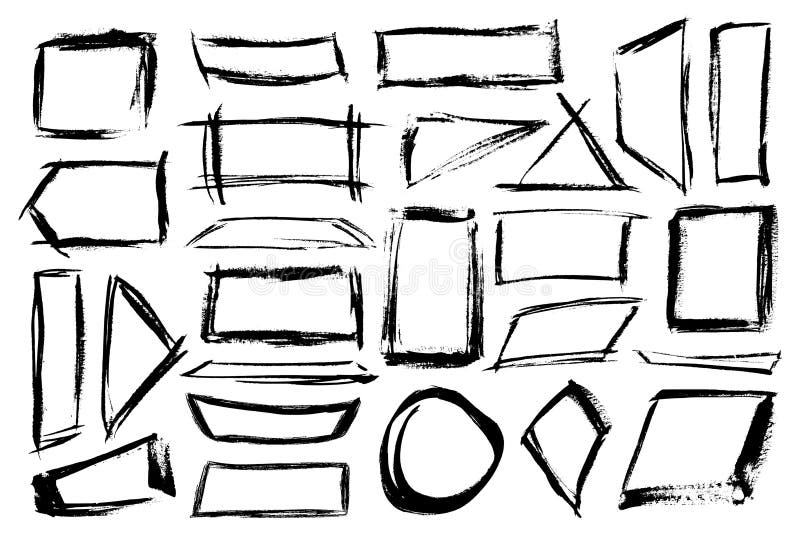 Brush Stroke Empty Boxes for Highlight. Grunge Black Brush Stroke ...