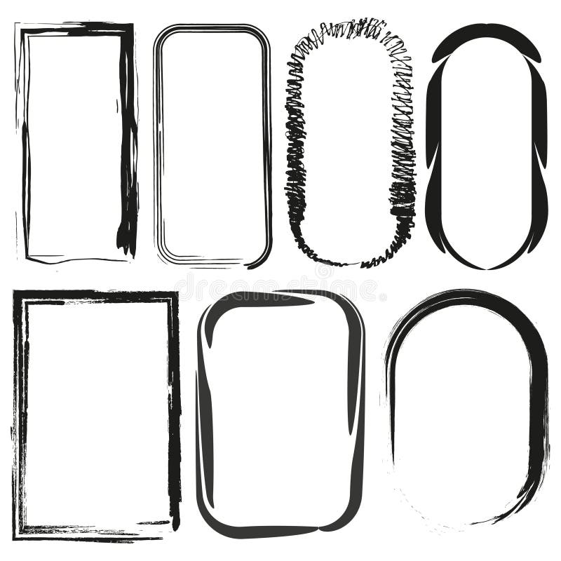 Brush Stroke Frames. Abstract Border Design. Artistic Black Shapes ...