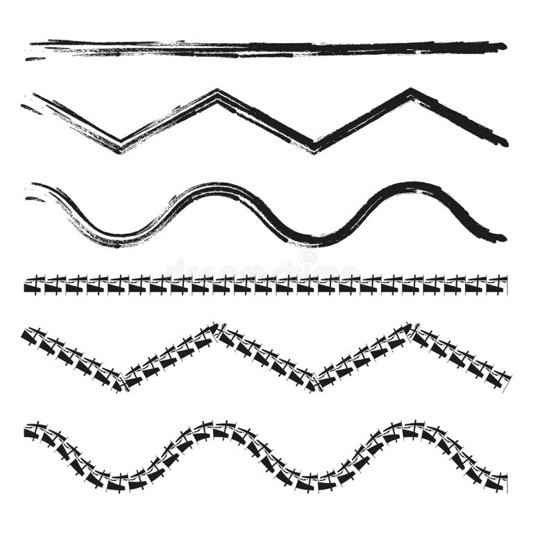 Brush Stroke Lines. Grunge Wave Border. Zigzag Sketch Pattern. Textured ...