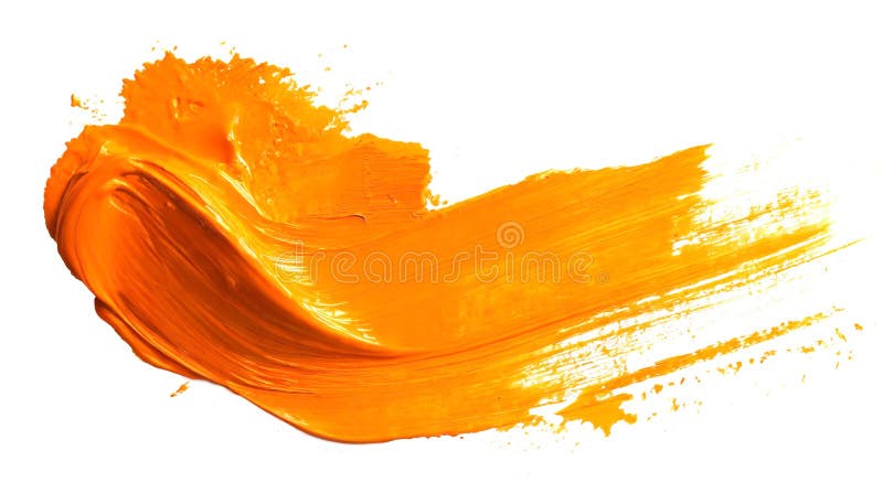 Brush Stroke with Orange Paint on a White Background. Stock ...