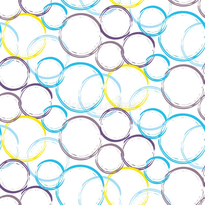 Brush Stroke Seamless Blue and Violet Circles Pattern. Stock Vector ...