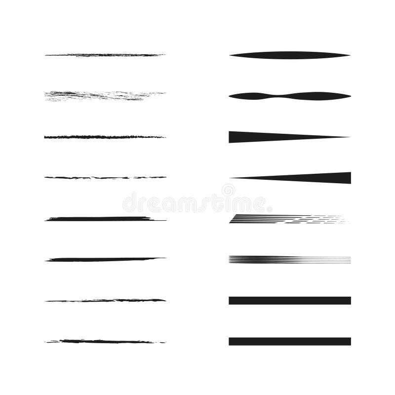 Brush Stroke Set. Abstract Line Patterns. Black and White Styles ...