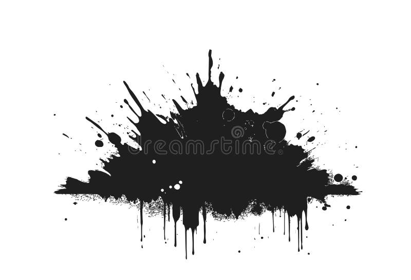 Brush Stroke with Stain and Dripping Ink. Grunge Paint Texture. Vector ...