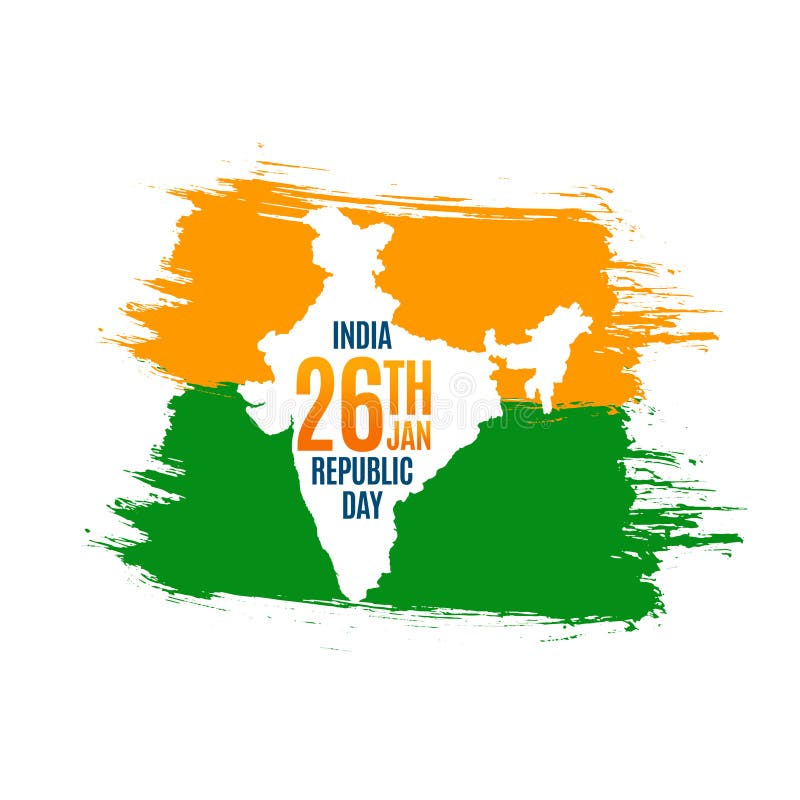 Brush Stroke Style Republic Day Background with Indian Map Stock Vector ...