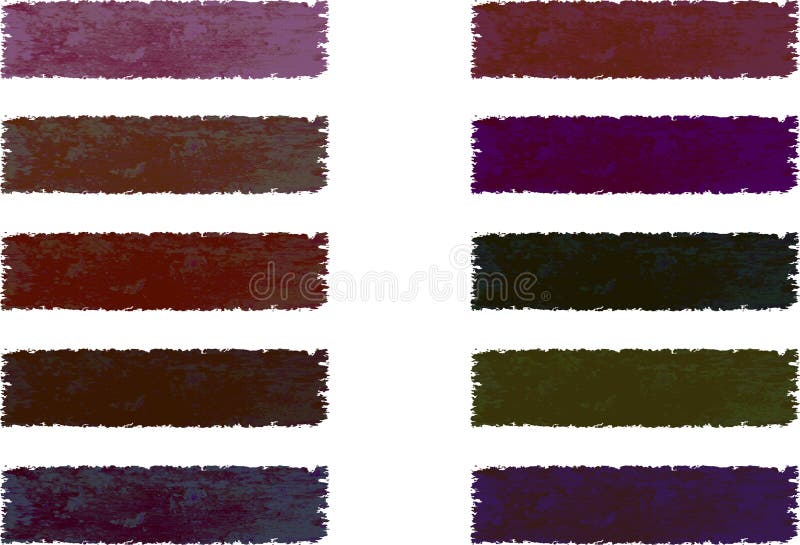 Dark Colors Textured Rectangular Brush Strokes Set Stock Illustration ...