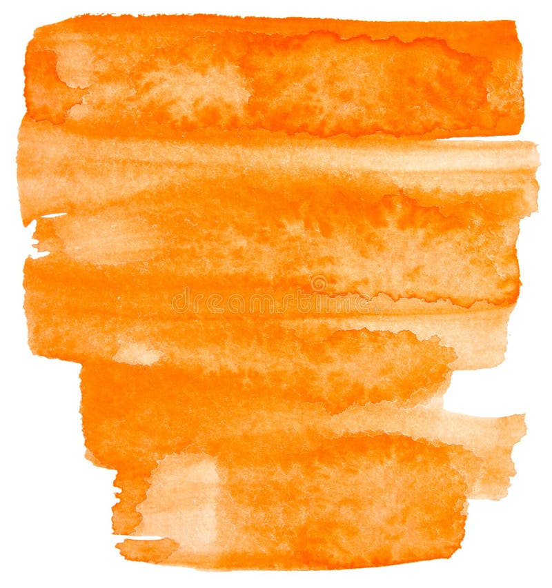 Orange Watercolor Brush Paint Stroke, Blot, Blemish, Stain Stock Image ...