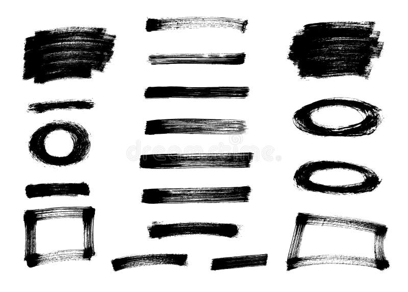 Brush Strokes Set Hand Drawn Scribble Abstract Vector Illustration ...