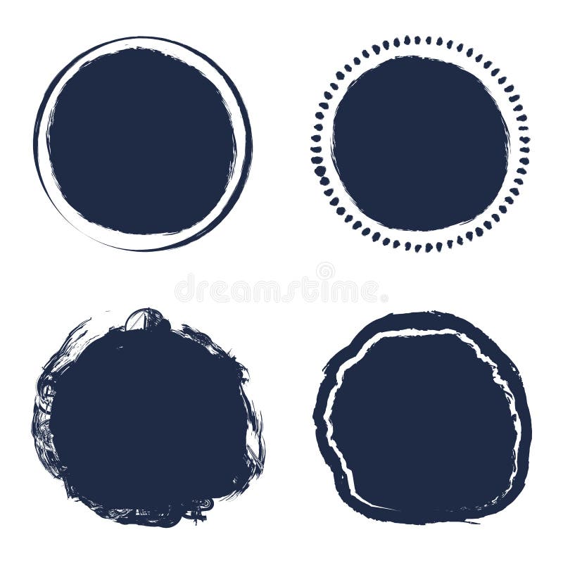 Brush Strokes Text Boxes. Grunge Design Elements. Round Frames Set ...