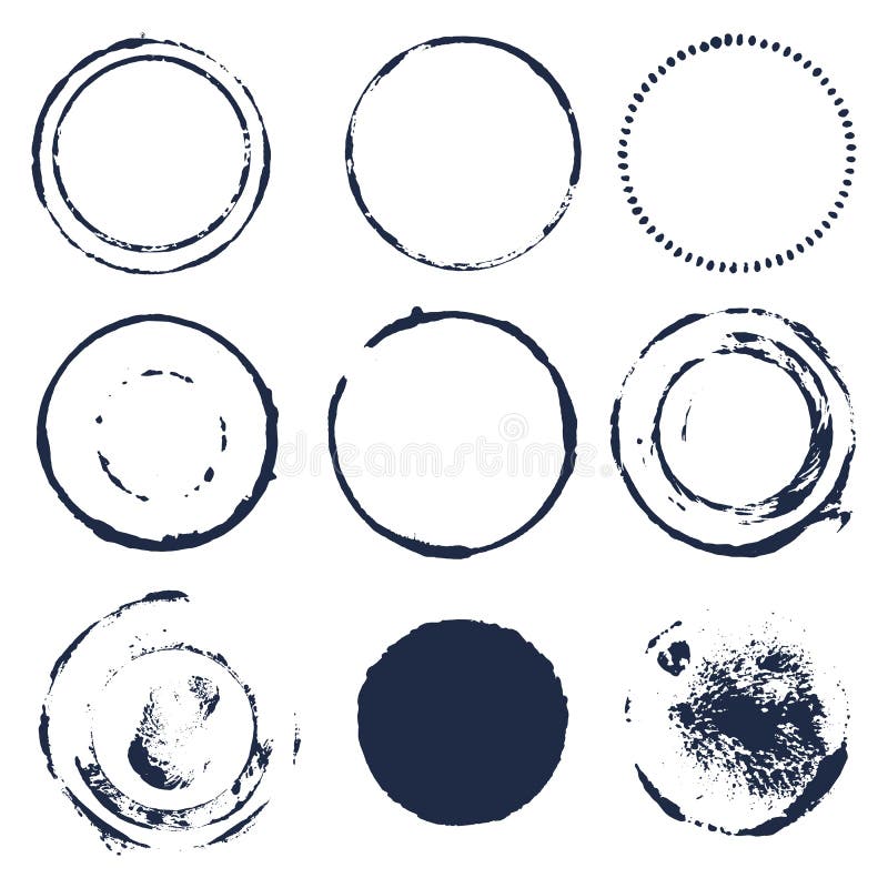 Brush Strokes Text Boxes. Grunge Design Elements. Round Frames Set ...