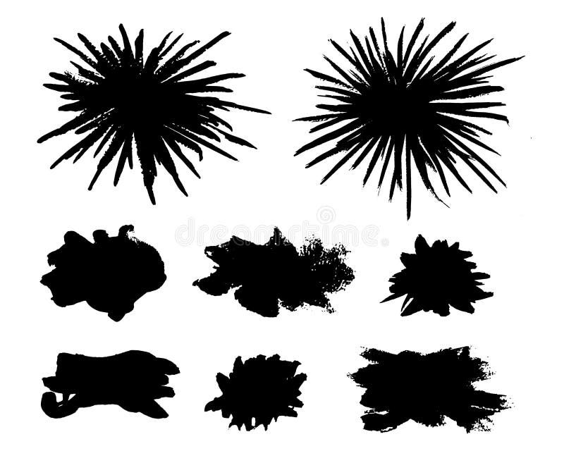 Brush Strokes Vector. Exploding Blobs, Burst Blots and Round Painted ...
