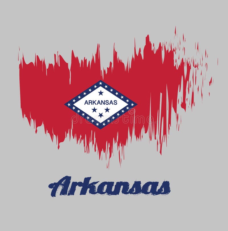Brush Style Color Flag of Arkansas, a Rectangular Field of Red, a Large ...