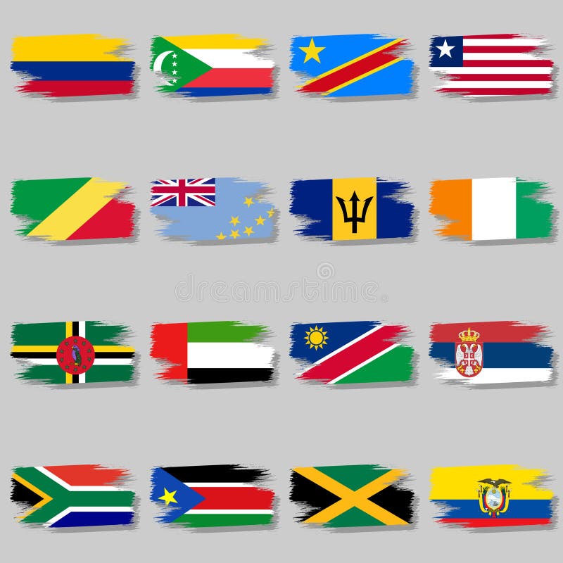 Brush Style Selection of National Countries Stock Vector - Illustration ...