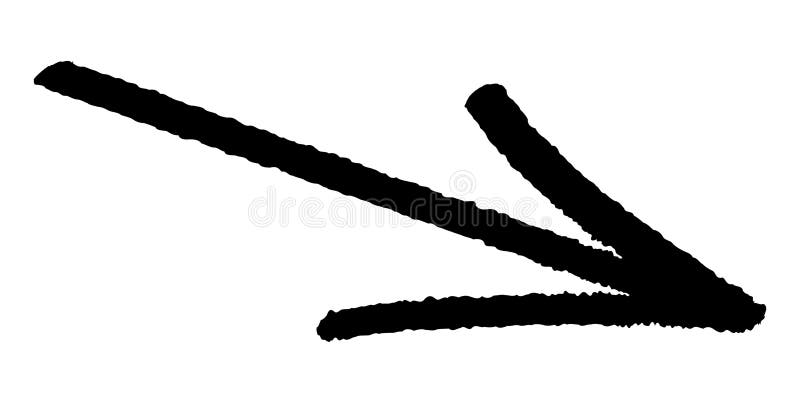 Brush-Styled Downward Right Arrow Stock Vector - Illustration of ...