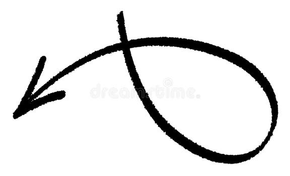 Brush-Styled Leftward Arrow with Curved Loop Stock Vector ...