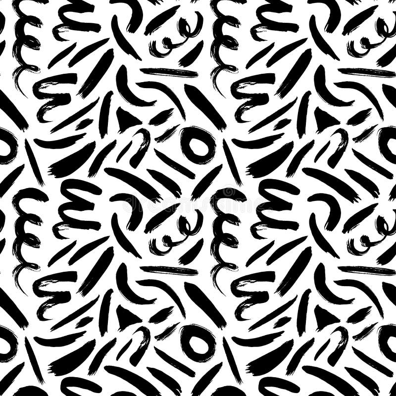 Brush Swirled Lines Vector Seamless Pattern. Repeating Abstract ...