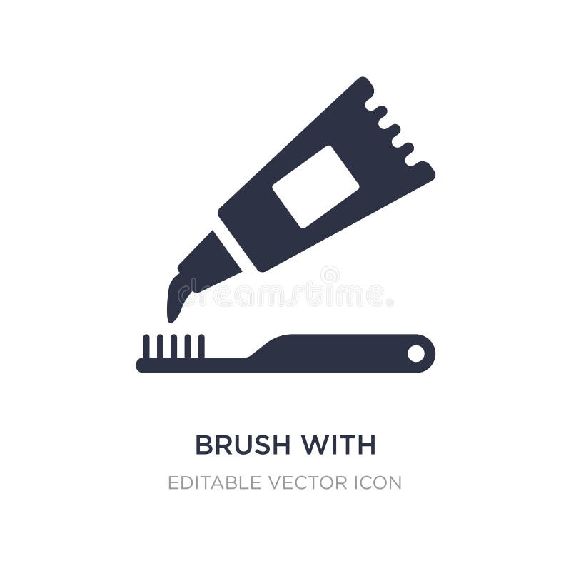 Brush with Tooth Paste Icon on White Background. Simple Element ...