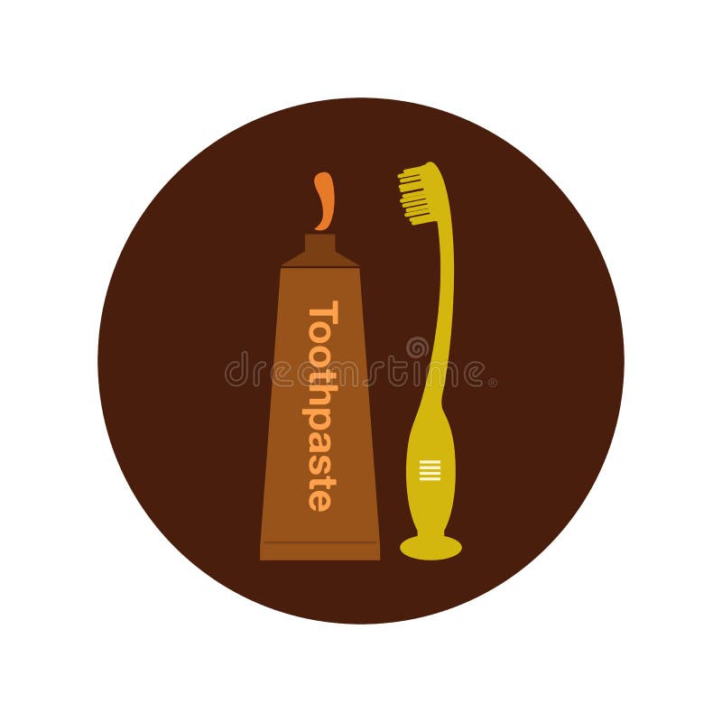 Brush and Toothpaste Icon. stock vector. Illustration of toothpaste - 224912261
